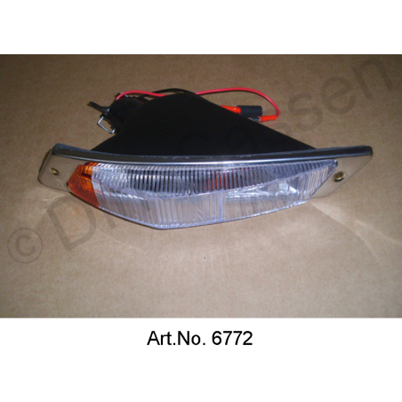 Blinker, Edelstahl, ab 1967, rechts, mit Fassung, weiß/orange